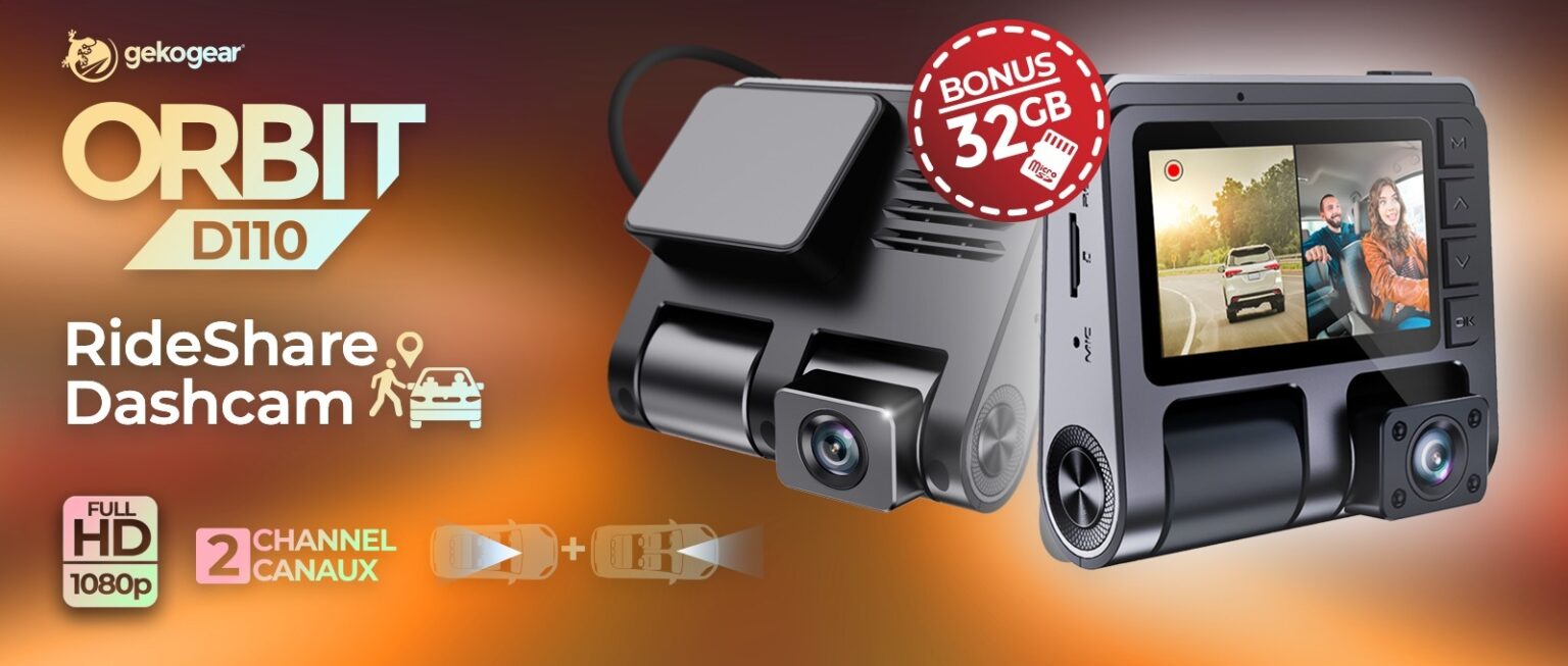 Orbit D110 2 Channel 1080P Front/In-Cabin Dashcam With Display - GekoGear
