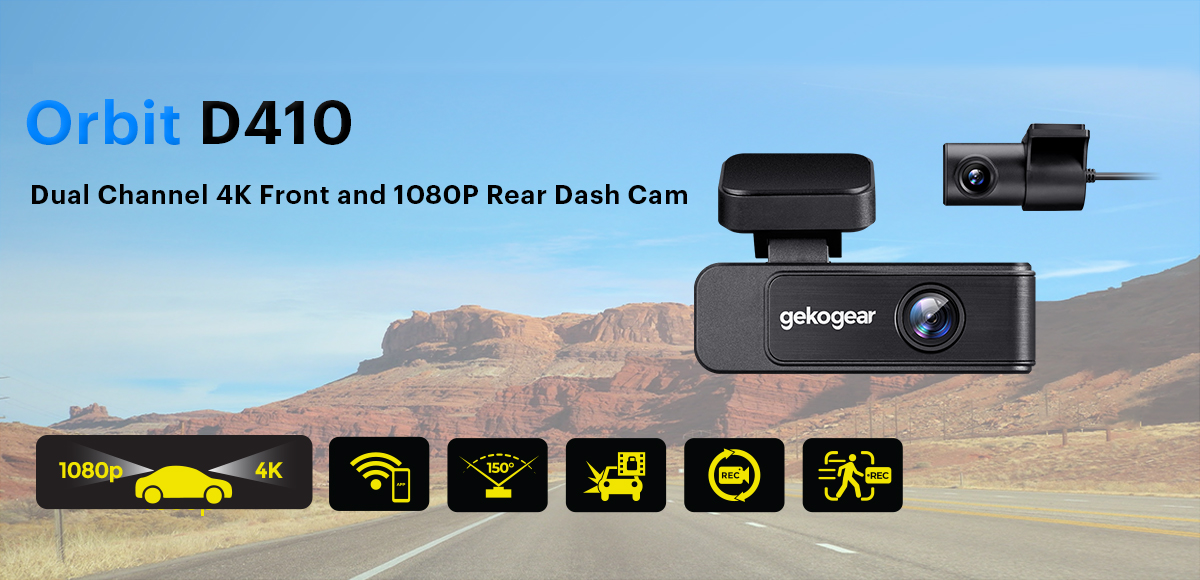 Orbit 410 Dual Channel 4K Front and 1080P Rear Dash Cam - GekoGear