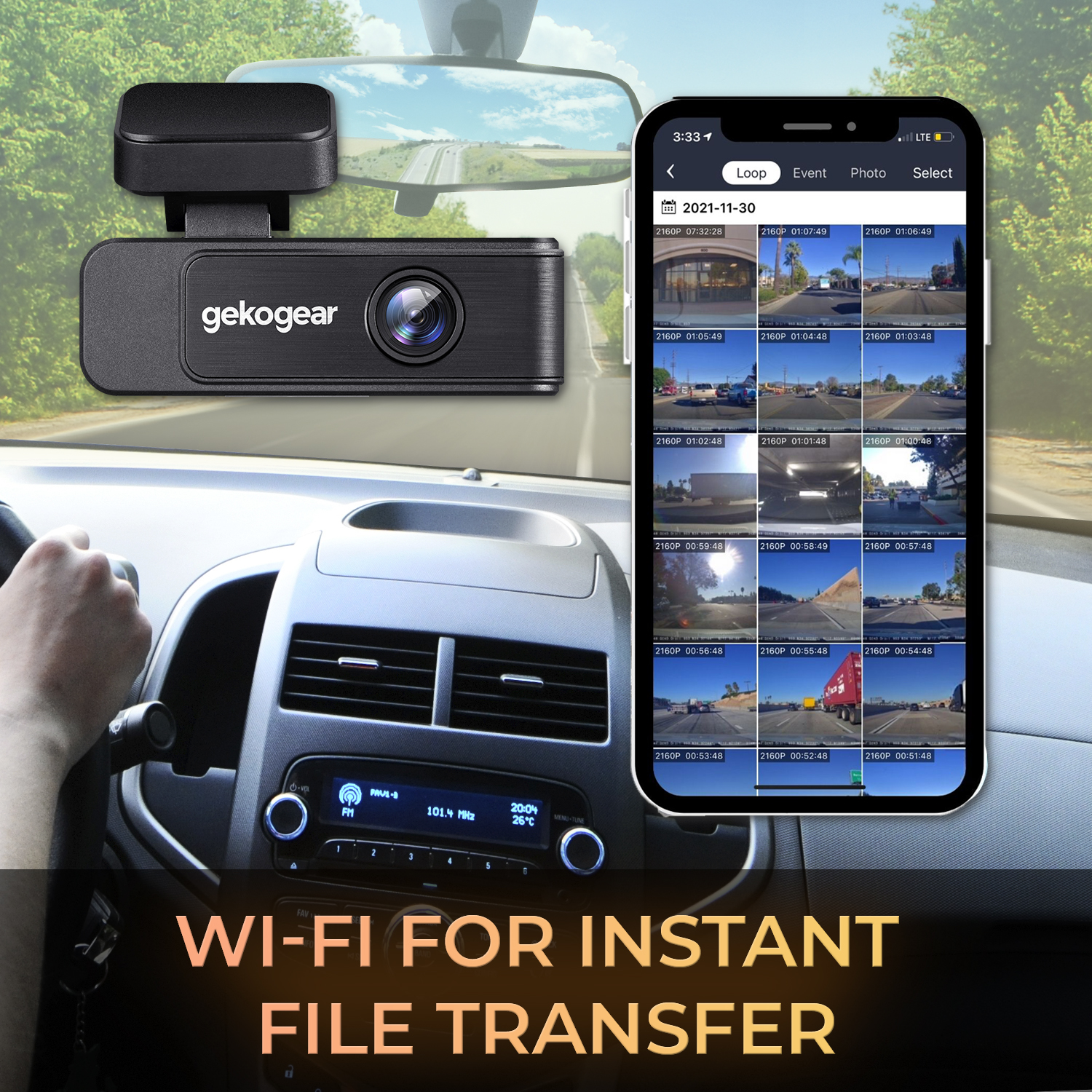 Orbit 410 Dual Channel 4K Front and 1080P Rear Dash Cam - GekoGear