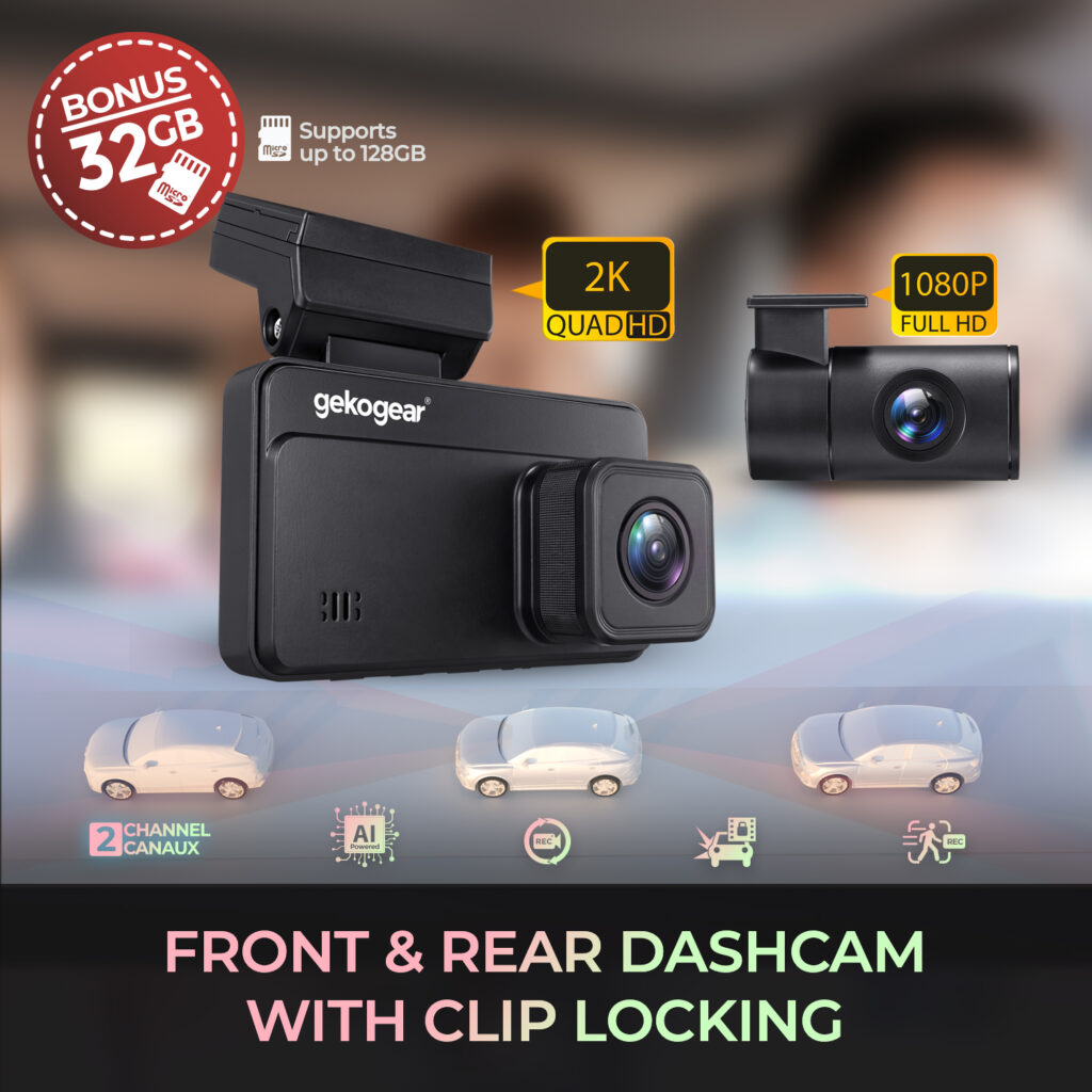 Orbit D220 2K Quad HD AI Front and Rear Dash Cam - GekoGear
