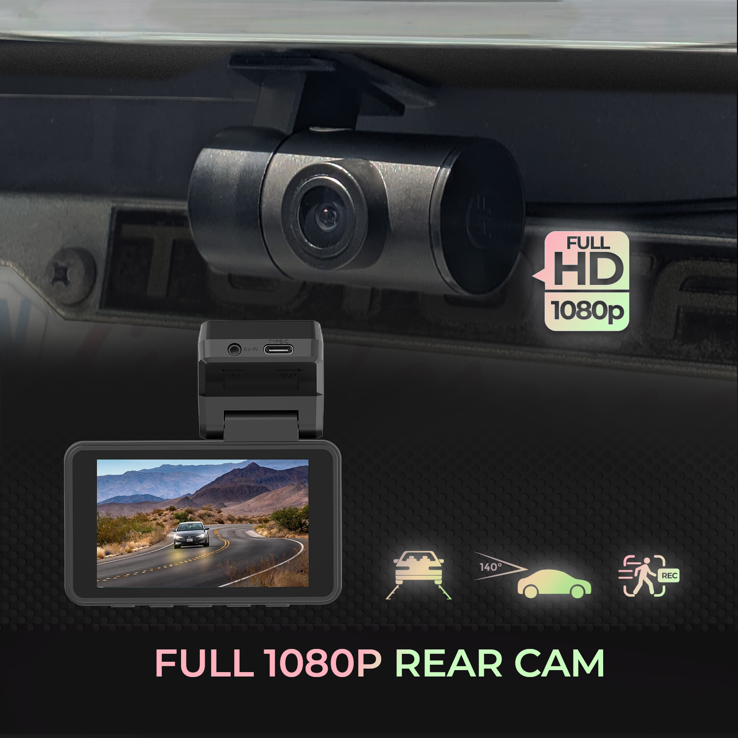 Orbit D220 2K Quad HD AI Front and Rear Dash Cam - GekoGear